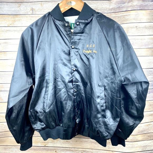 WearGuard | Jackets & Coats | Vintage Wear Guard Black Satin Snap ...